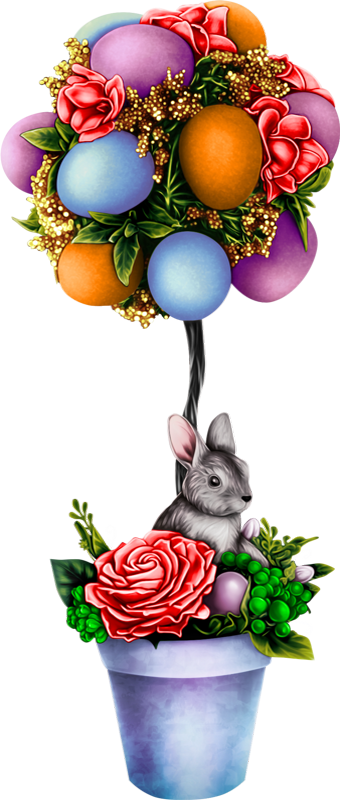 Tube Pâques png, oeufs, arbuste . Easter clipart png