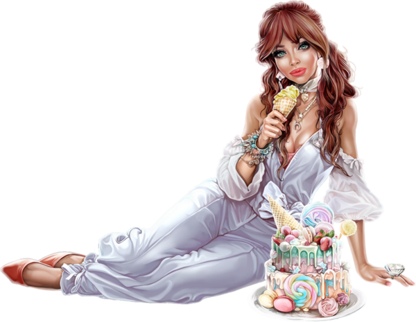 Tube Png Femme Gâteau Glace Pretty Woman Clipart
