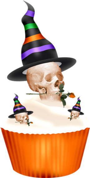 Tube Halloween, cupcake png - Gothic cake clipart, skull