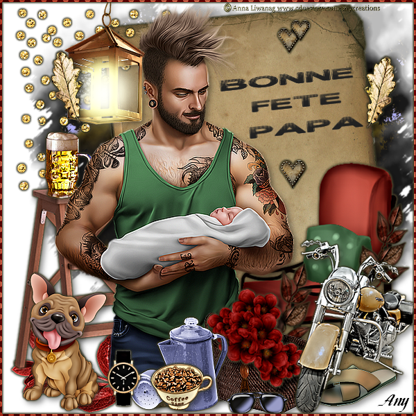 Bonne Fête Papa, fête des Pères, création d'Any