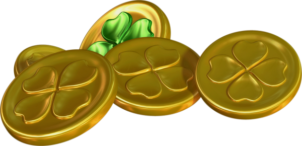 ♣ Tube St Patrick, pièces d'or png . Gold coins clipart ♣